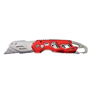 superior steel uk750 folding utility pocket knife box cutter with belt clip, easy release button, quick change and lock-back design