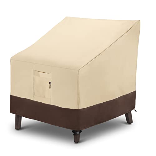 Arcedo Waterproof Outdoor Chair Cover Clearance, Heavy Duty Patio Furniture Cover, Lounge Chair Cover for Lawn Garden Deep Seat, All Weather Protection, 32" L x 40" W x 30" H, Beige & Brown