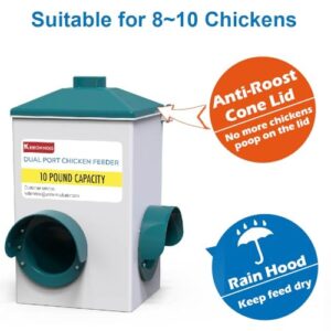 KEBONNIXS Automatic Chicken Cup Waterer and Port Feeder Set, 2 Gallon/10 Pounds