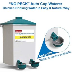 KEBONNIXS Automatic Chicken Cup Waterer and Port Feeder Set, 2 Gallon/10 Pounds