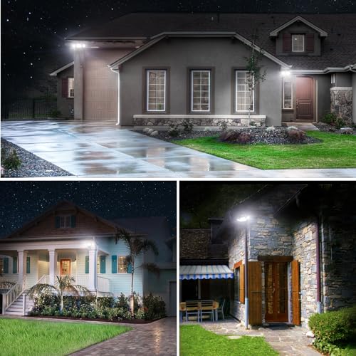 Olafus 60W Flood Lights Outdoor, Switch Controlled 6000LM LED Security Lights, IP65 Waterproof Outside Floodlights, 6500K Exterior Flood Light Fixture Wired for House Yard Porch Eave Brown