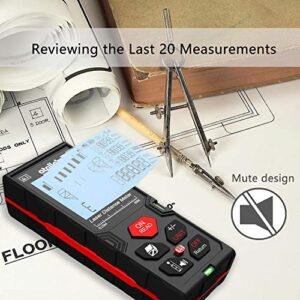 Laser Measure, atolla Laser Distance Meter (196Ft M/In/Ft) up to 60m/±2mm Accuracy with Mute Function, Waterproof IP54, Bubble Level, LCD Backlit for Pythagorean Mode, Measuring Distance, Area, Volume