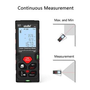 Laser Measure, atolla Laser Distance Meter (196Ft M/In/Ft) up to 60m/±2mm Accuracy with Mute Function, Waterproof IP54, Bubble Level, LCD Backlit for Pythagorean Mode, Measuring Distance, Area, Volume