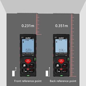 Laser Measure, atolla Laser Distance Meter (196Ft M/In/Ft) up to 60m/±2mm Accuracy with Mute Function, Waterproof IP54, Bubble Level, LCD Backlit for Pythagorean Mode, Measuring Distance, Area, Volume