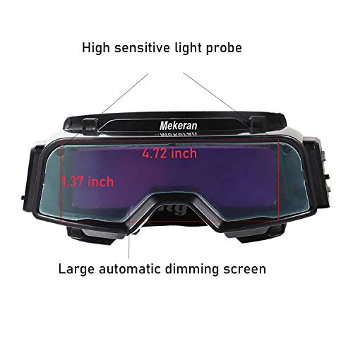 Auto Darkening Welding Goggles, View Area 4.72x1.37 Inch, Assemblable Welding Goggles with Mask Wide Shade 4/9-13, Adjustable Sensitivity Work for Cutting, Grinding for Tig Mig - TR1012