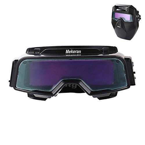 Auto Darkening Welding Goggles, View Area 4.72x1.37 Inch, Assemblable Welding Goggles with Mask Wide Shade 4/9-13, Adjustable Sensitivity Work for Cutting, Grinding for Tig Mig - TR1012