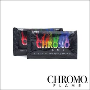 CHROMO FLAME Fire Color Changing Packets for Fire Pit, Campfire, Bonfire, Outdoor Fireplace | Mystic, Colorful, Magic, Rainbow Flames | 4 oz Total, 2-2 oz Jumbo Packets