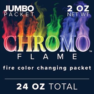 chromo flame fire color changing packets for fire pit, campfire, bonfire, outdoor fireplace | magic, colorful, rainbow, mystic flames | 24 oz total, 12-2 oz jumbo packets