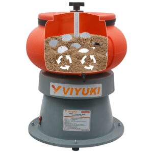 VIYUKI Electric 18LBS Vibratory Tumbler Bowl Tumbling Polishing Machine - Polishing Metal Parts(18LBS & walnut shell media)