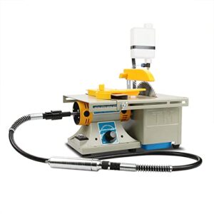 Mingfuxin Mini Table Saw Rock, Lapidary Equipment DIY Jewelry Polishing Bench Buffer Grinding Machine, 0-10000r/min with Flexible Shaft for Home Woodworking Carving Hobbies