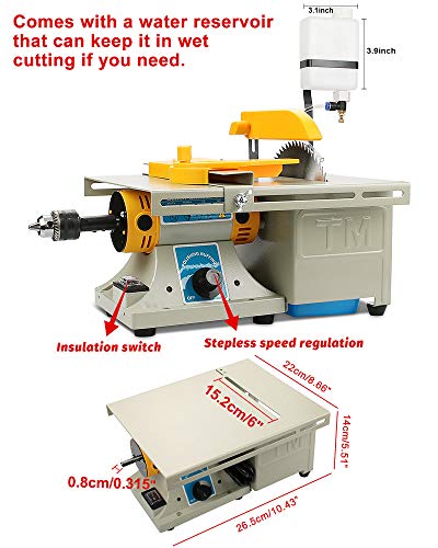 Mingfuxin Mini Table Saw Rock, Lapidary Equipment DIY Jewelry Polishing Bench Buffer Grinding Machine, 0-10000r/min with Flexible Shaft for Home Woodworking Carving Hobbies