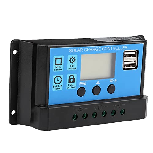 Solar Charge Controller 12V 24V,60A Auto Solar Charge Controller Solar Panel Battery Regulator Dual USB LCD Display,Solar Charge Controller PWM Controller(60A)