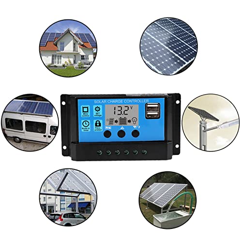 Solar Charge Controller 12V 24V,60A Auto Solar Charge Controller Solar Panel Battery Regulator Dual USB LCD Display,Solar Charge Controller PWM Controller(60A)