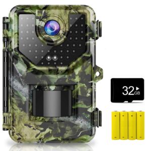 vikeri trail camera, 1520p 20mp game camera with night vision motion activated waterproof 120°wide-angle, 0.2s trigger hunting trail cam with 48pcs no glow infrared led for wildlife monitoring