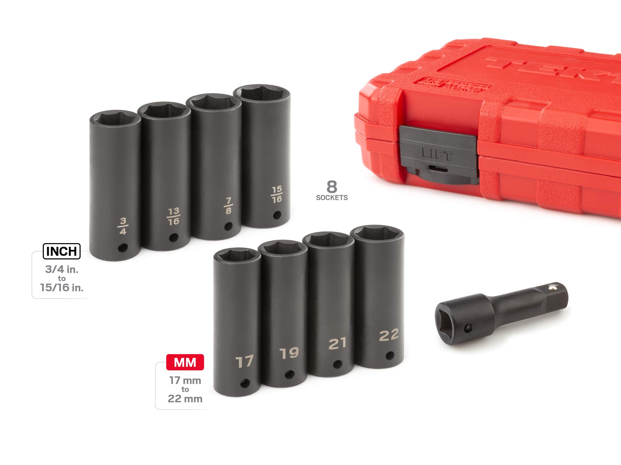 TEKTON 1/2 Inch Drive Impact Lug Nut Socket Set (9-Piece) | SID92415