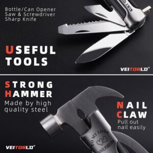 VEITORLD All in One Survival Tools Hammer Multitool with Engraved Wooden Box, Stocking Stuffers for Husband Him, Gifts for Husband for Christmas, Husband Gifts from Wife, I Love You Gifts for Him