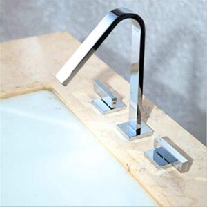 HTLLT Durable Faucet Kitchen Sink Taps Bathroom Taps Household Use of Faucet for Washing Basin and Basin Under Copper Cold and Hot Three-Hole Separated Platform