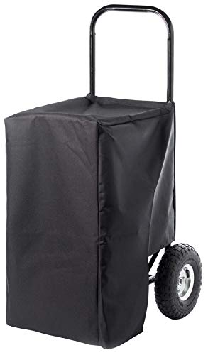 Gardenised Black Firewood Rack Outdoor Indoor, Heavy Duty Firewood Carrier with Front Wheels Wood Fireplace Tool Rack, Rolling Storage Cart Cover Included