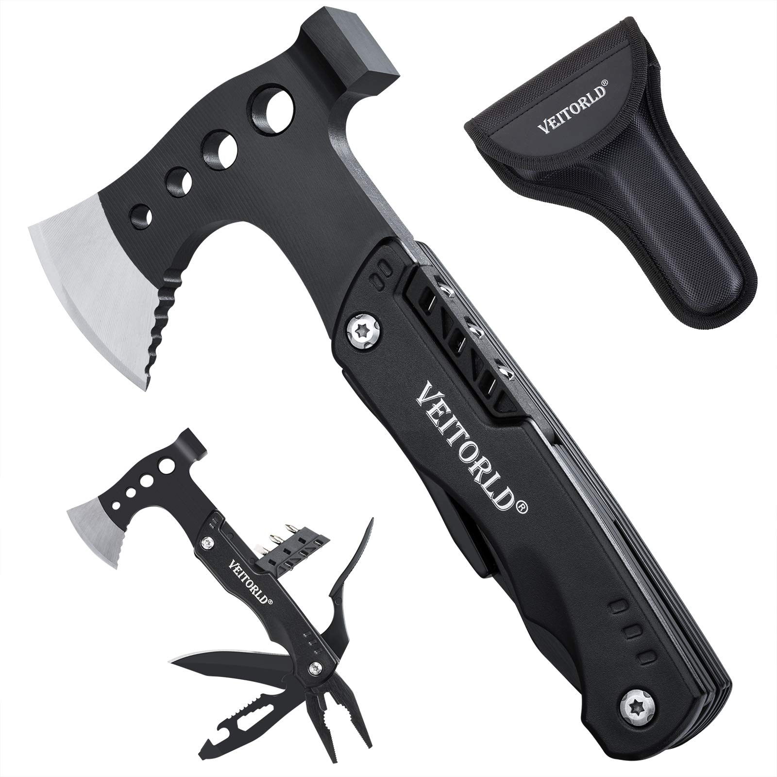 VEITORLD Multitool Axe Hammer Camping Accessories, Stocking Stuffers for Men, Gifts for Mens for Christmas, Dad Gifts for Men Who Have Everything, Birthday Gifts for Him Grandpa Husband Women