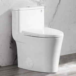 deervalley dv-1f52807 symmetry one piece toilet elongated, small toilet compact modern one piece toilet with soft close toilet seat ceramic glossy white toilets single flush for small bathroom space