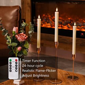 5plots Drip Wax Look Flameless Flickering Taper Candles with 2 Remotes and Timer, Realistic Battery Operated Candles LED Candlesticks, Christmas Halloween Home Wedding Decor & Gifts, Ivory, 6 pcs