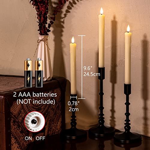 5plots Drip Wax Look Flameless Flickering Taper Candles with 2 Remotes and Timer, Realistic Battery Operated Candles LED Candlesticks, Christmas Halloween Home Wedding Decor & Gifts, Ivory, 6 pcs