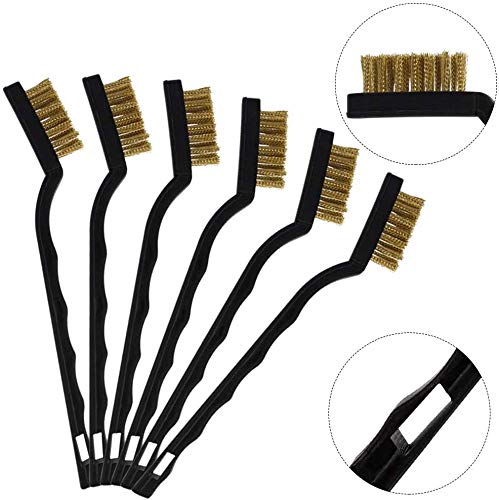 LIFETORE 10 PCS Mini Brass Wire Brush Set，Wire Bristle Scratch Brush Set for Cleaning Welding Slag and Rust