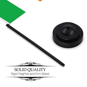 ANLEY Ireland Deluxe Desk Flag Set - 6 x 4 Inch Miniature Irish Desktop Flag with 12" Solid Pole - Vivid Color and Fade Resistant - Black Base and Spear Top