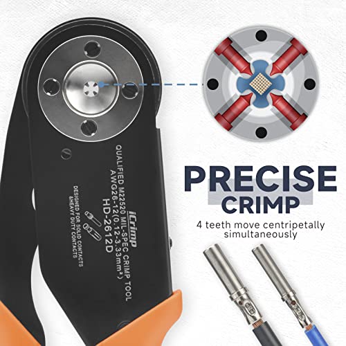 iCrimp Deutsch Solid Contacts Crimping Tool AWG 26-12 for Size 12,16,20 applicable to DT,DTP,DTM serie