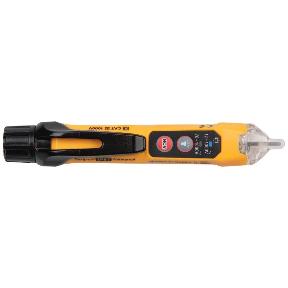 Klein Tools NCVT3P Dual Range Non Contact Voltage Tester, 12 - 1000V AC Pen, Flashlight, Audible and Flashing LED Alarms, Pocket Clip green