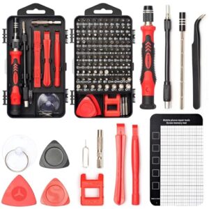 sharden precision screwdriver set, 122 in 1 electronics magnetic repair tool kit with case for repair computer, iphone, pc, cellphone, laptop, nintendo, ps4, game console, watch, glasses etc (red)