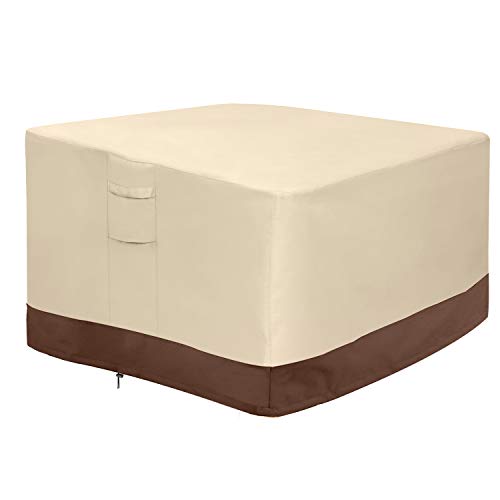 Vailge Fire Pit Cover,100% Waterproof Square Gas Firepit Table Cover,Outdoor Heavy Duty Lawn Patio Furniture Covers with Air Vent and Handle,36"L x 36"W x 20"H,Beige & Brown