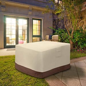 Vailge Fire Pit Cover,100% Waterproof Square Gas Firepit Table Cover,Outdoor Heavy Duty Lawn Patio Furniture Covers with Air Vent and Handle,36"L x 36"W x 20"H,Beige & Brown