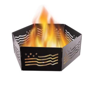 Blue Sky Outdoor Living 36" x 12" Zion Portable Folding Fire Ring, Steel Mesh Foldable Fire Ring, Stars and Stripes, Black