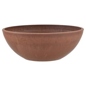 psw pot m25tc collection shallow garden bowl low planter for succulents, bonsai, fairy gardens, herbs, 10-inch, terra cotta color