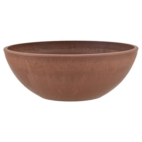 PSW Pot M25TC Collection Shallow Garden Bowl Low Planter for Succulents, Bonsai, Fairy Gardens, Herbs, 10-inch, Terra Cotta Color