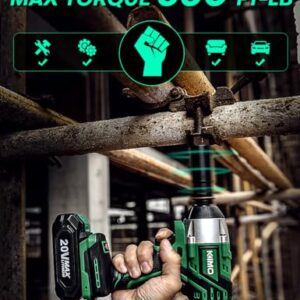 K I M O 1/2 Inch Cordless Impact Wrench, Green, Metal