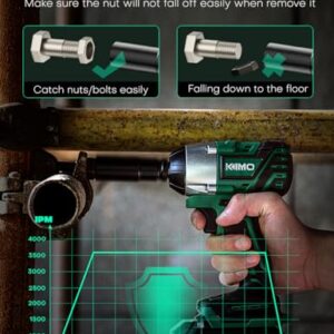 K I M O 1/2 Inch Cordless Impact Wrench, Green, Metal