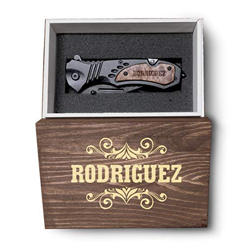 Krezy Case Manual Opening Custom Pocket Knife, Steel Blade Customized Knife, And Box, Groomsmen Gift, Custom Gift For Men, Killer Miller Leafs Engraved Design Box, Gift Of Knife