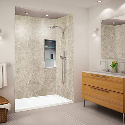 Transolid FLU6032R-31 Linear 60-in W x 32-in L Rectangular Alcove Concealed End Drain Shower Base with Right Hand Drain, White