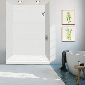 Transolid FLU6032R-31 Linear 60-in W x 32-in L Rectangular Alcove Concealed End Drain Shower Base with Right Hand Drain, White