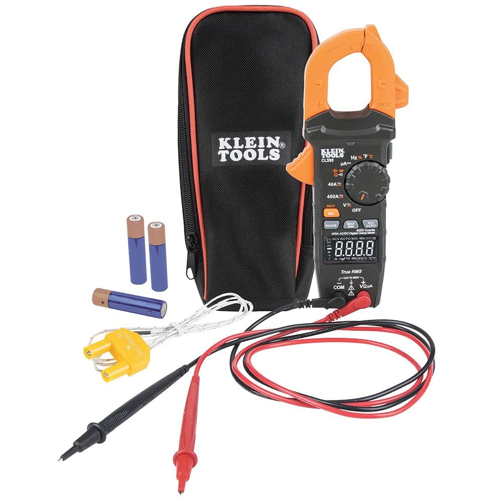 Klein Tools CL390 AC/DC Digital Clamp Meter, Auto-Ranging, 400 Amp, NCVT Tester Clamp Jaw Integration, Hi-Viz LCD Display, Reverse Contrast Display, TRMS and More