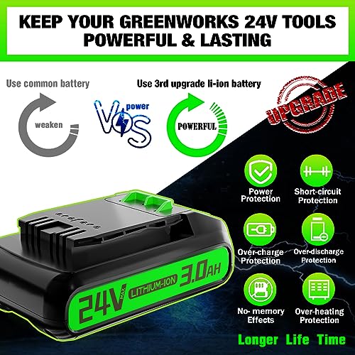 TenHutt 【Upgrade】 3.0Ah 24V Replace Battery for Greenworks 29842 29852 Lithium Battery Compatible with 20352 22232 2508302 24V Cordless Tools