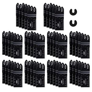 airic 50pcs oscillating tool blades for wood plastic soft metal multi tool blades quick release saw blades, compatible with dewalt demel rockwell black&decker, etc brands' tools