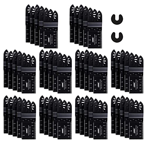 AIRIC 50pcs Oscillating Tool Blades for Wood Plastic Soft Metal Multi Tool Blades Quick Release Saw Blades, Compatible with DeWalt Demel Rockwell Black&Decker, etc Brands' Tools