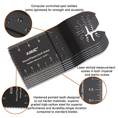 AIRIC 50pcs Oscillating Tool Blades for Wood Plastic Soft Metal Multi Tool Blades Quick Release Saw Blades, Compatible with DeWalt Demel Rockwell Black&Decker, etc Brands' Tools