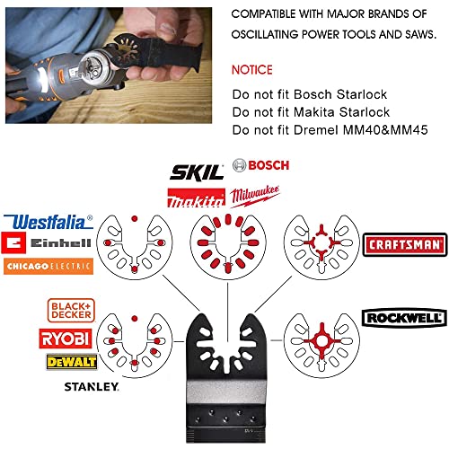 AIRIC 50pcs Oscillating Tool Blades for Wood Plastic Soft Metal Multi Tool Blades Quick Release Saw Blades, Compatible with DeWalt Demel Rockwell Black&Decker, etc Brands' Tools