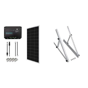 renogy 100 watts 12 volts monocrystalline solar starter kit & adjustable solar panel tilt mount brackets