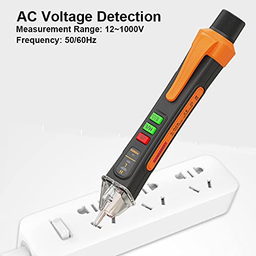 Non Contact Voltage Tester Pen, Electrical Tools Electrical Tester AC 12-1000V/48V-1000V, LED Flashlight, Buzzer Alarm for Live/Null Wire Tester Judgment, Wire Breakpoint Finder