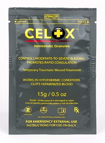 Ever Ready First Aid Combo Pack with Israeli Bandage, Celox Hemostatic Granules and Universal Aluminum Splint